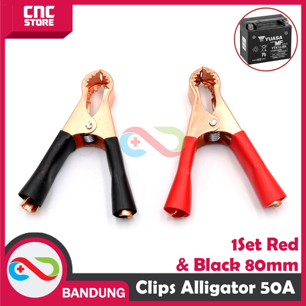Jual JEPIT BUAYA AKI ACCU 80MM BATTERY TEST CLAMP RED+BLACK 50A ...