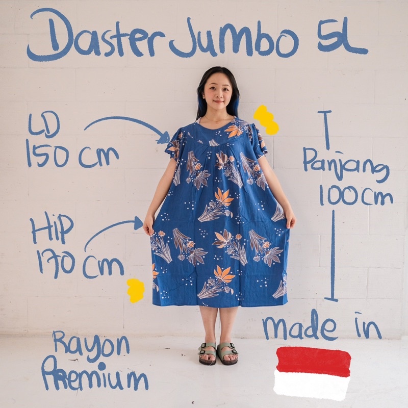 Jual daster Elli : daster jumbo 5L big size kembang titik | Shopee ...