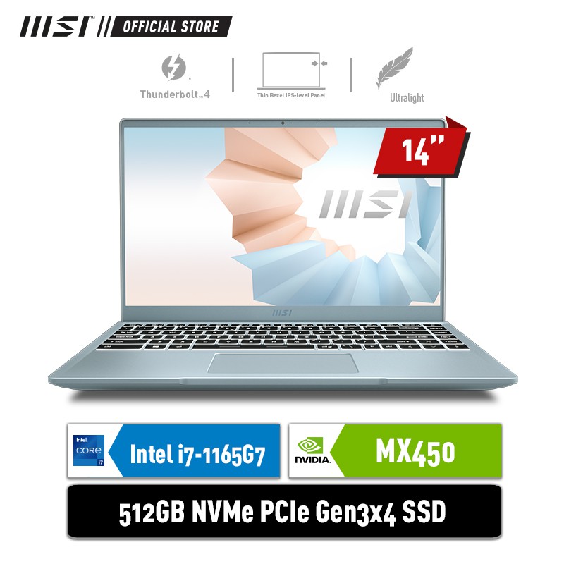 Jual MSI Modern 14 B11SB i7-1165G7 16GB 512GB MX450-2GB | Shopee Indonesia