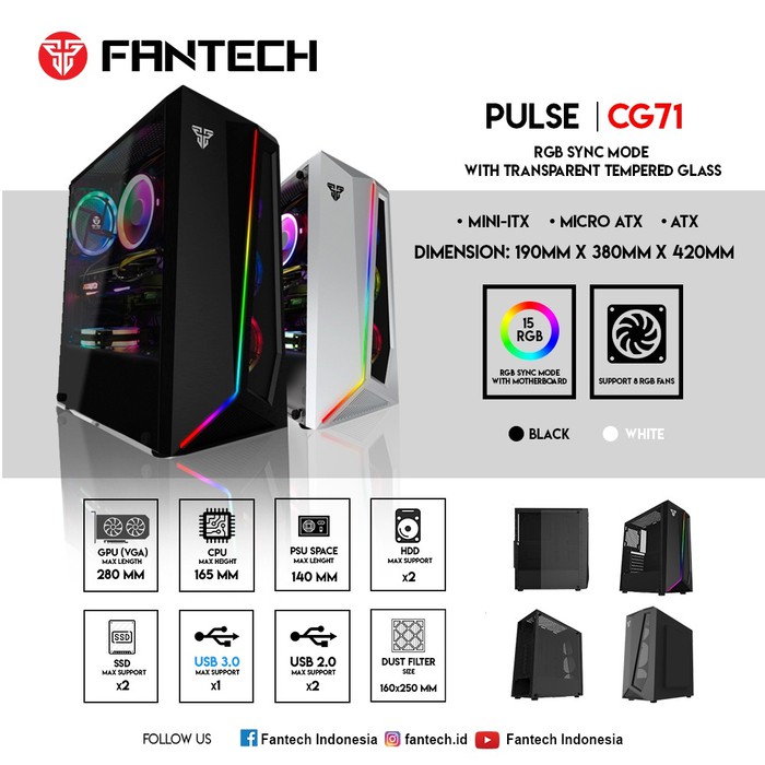 Jual Casing CPU Gaming RGB Fantech CG71 PULSE Include Fan Rgb | Shopee ...