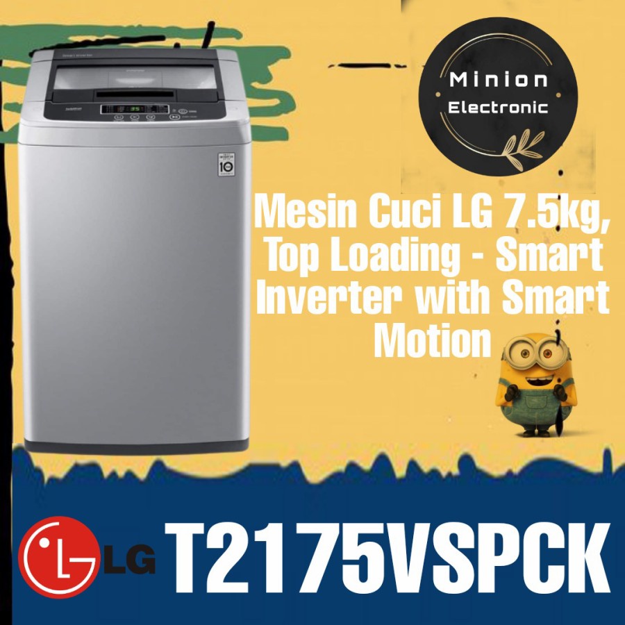 Jual LG T2175VSPCK Mesin Cuci Top Loading 7.5 KG Smart Inverter Turbo ...