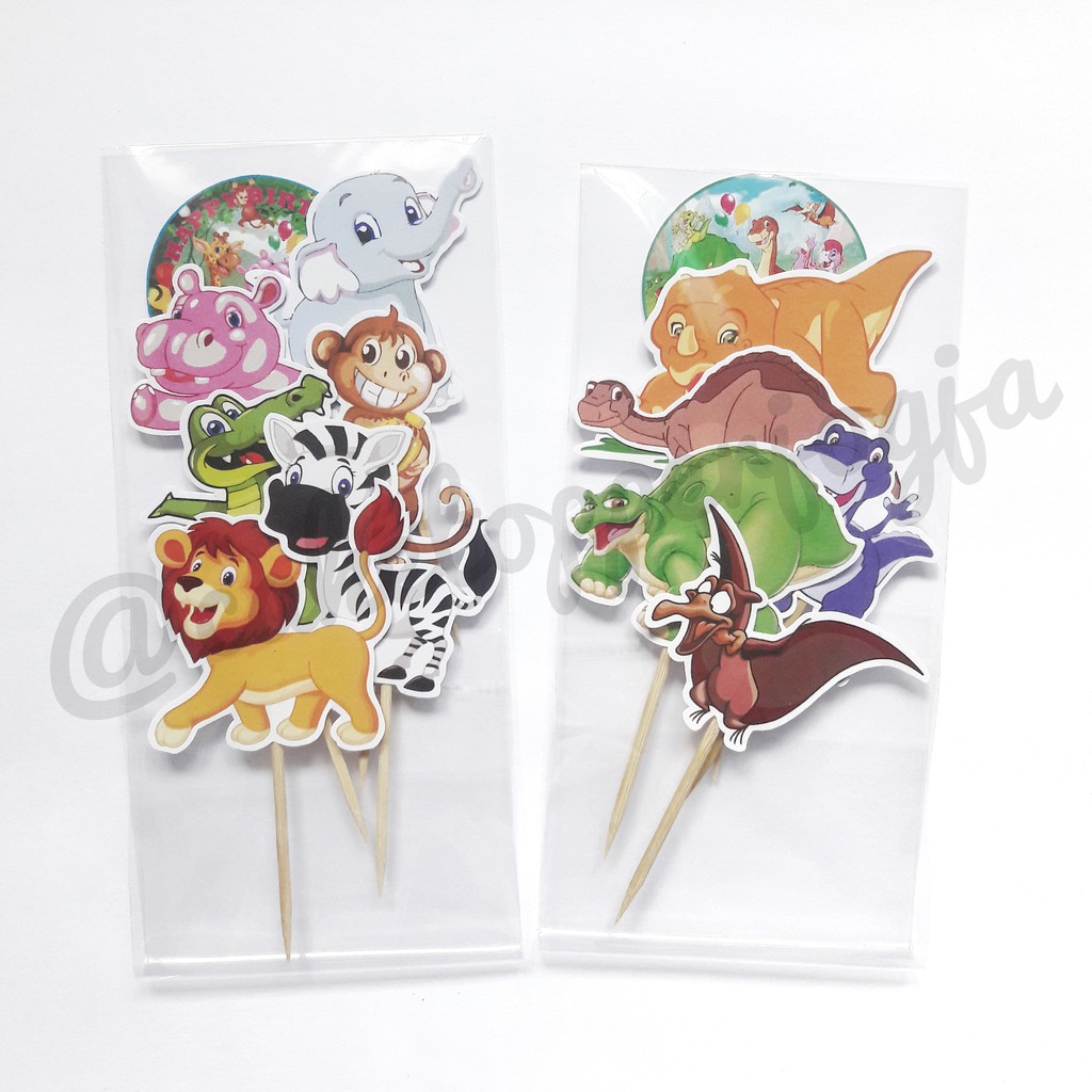 Jual Cake Topper Tema Binatang / Animal (Zoo dan Dinosaurus) | Shopee ...