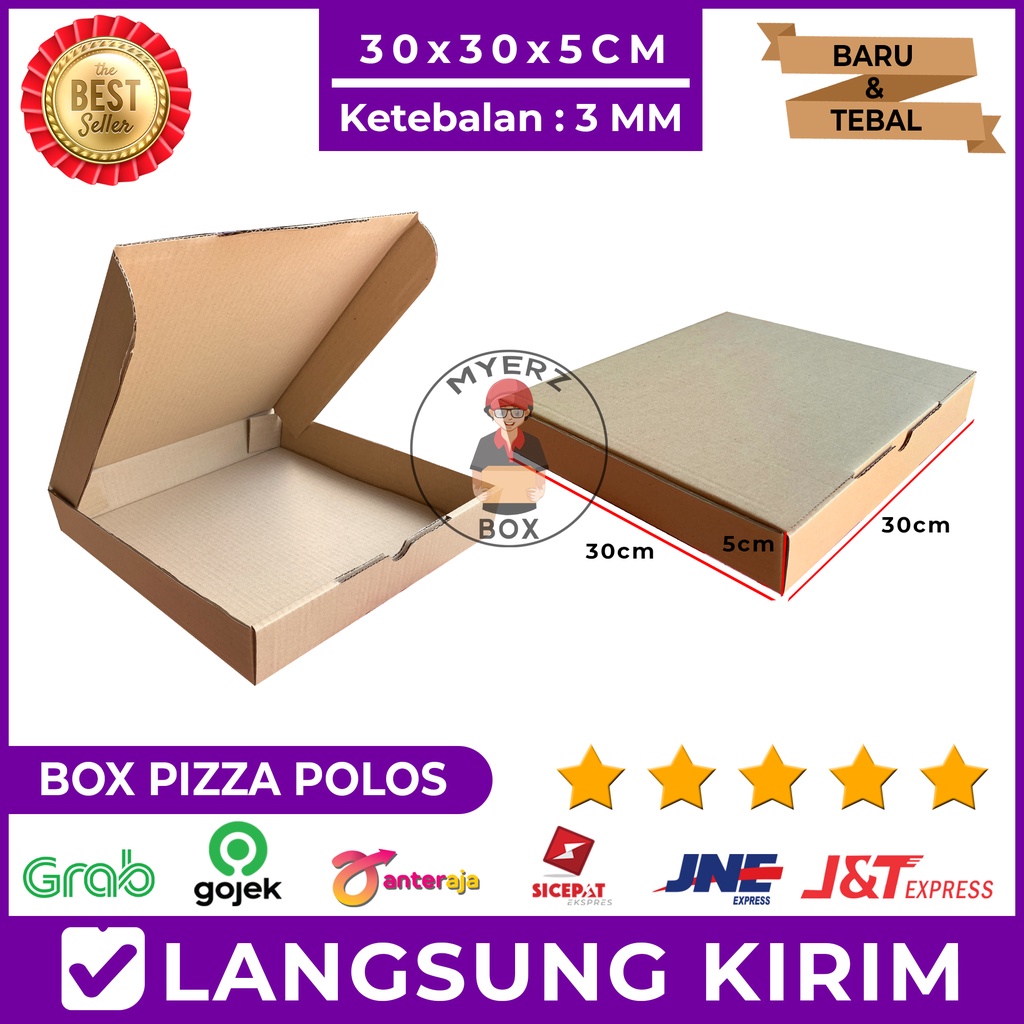 Jual Kardus box Die Cut Pizza Polos 30X30X5 Cm Single Wall, Tebal BARU ...