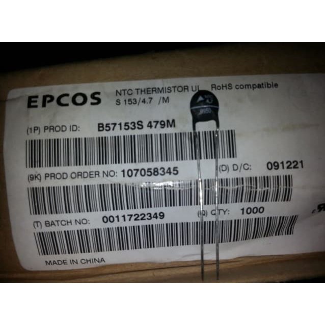Jual NTC 4.7 ohm NTC Thermistors EPCOS S153 4.7M Er~1451 | Shopee Indonesia