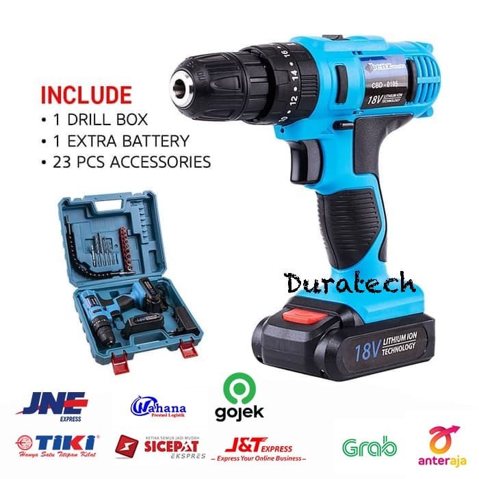 Jual Bor Baterai Cordless lmpact Drill 18V / Bor Tangan torque baterai ...