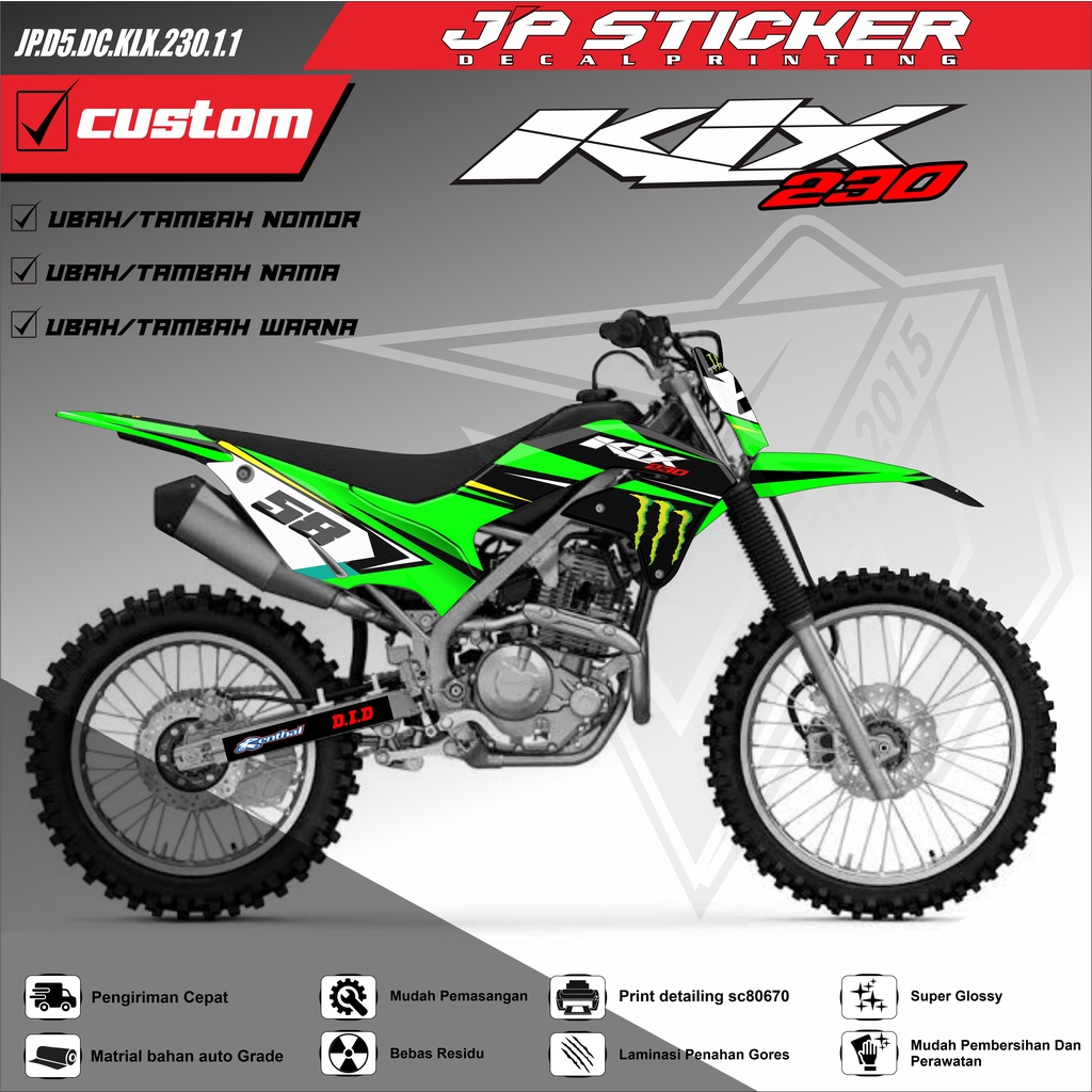 Jual Decal Sticker KLX 230 - Dekal Stiker full body KLX 230 desain D5 ...