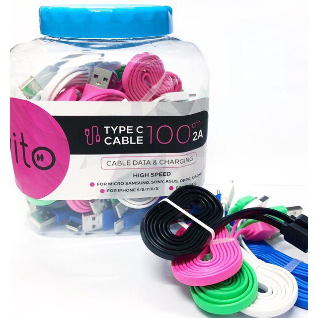Jual Kabel Data VITO GEPENG MICRO cable 100cm warna universal samsung ...