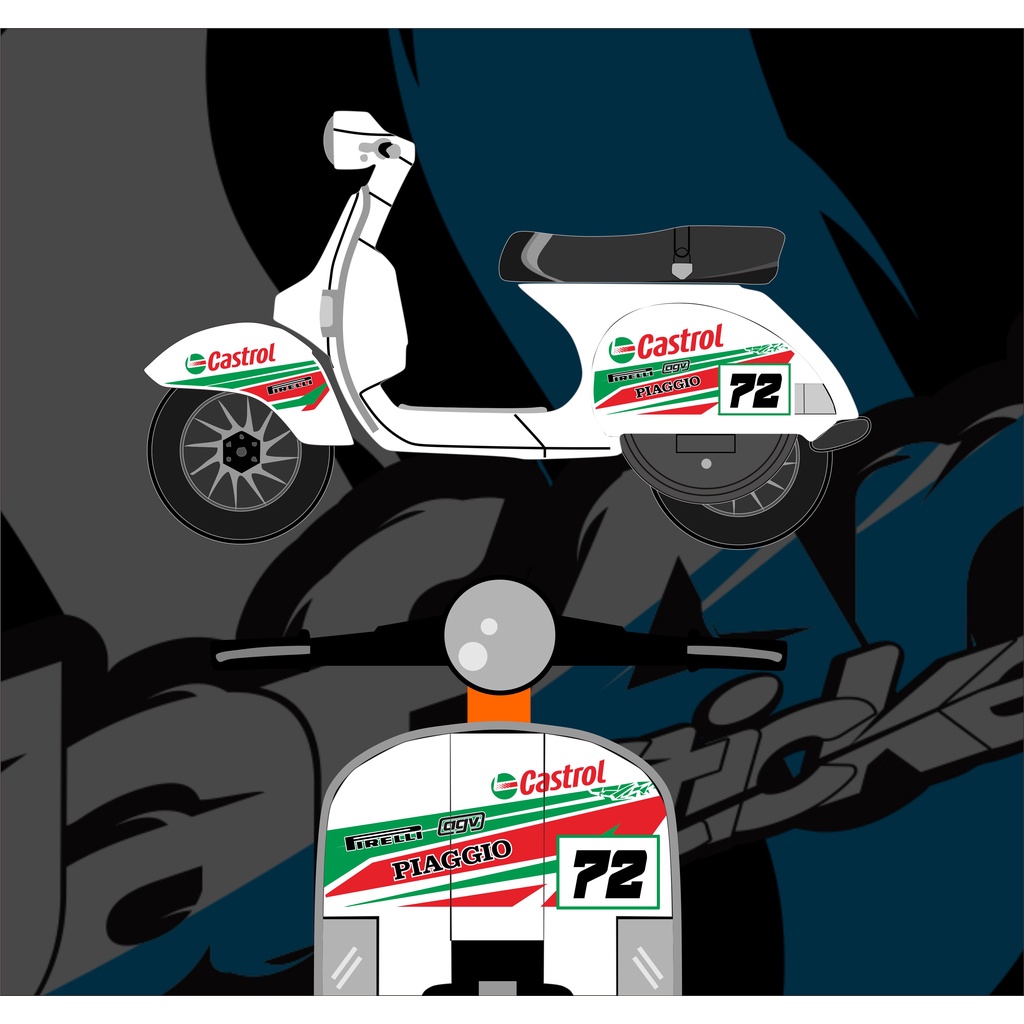 Jual striping - stiker vespa castrol | Shopee Indonesia