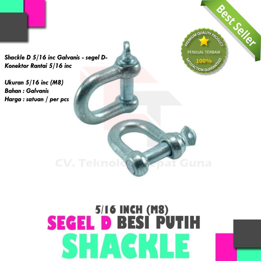 Jual Shackle D 5/16 inch (M8) Galvanis - Sambungan Rantai Besi - Segel ...