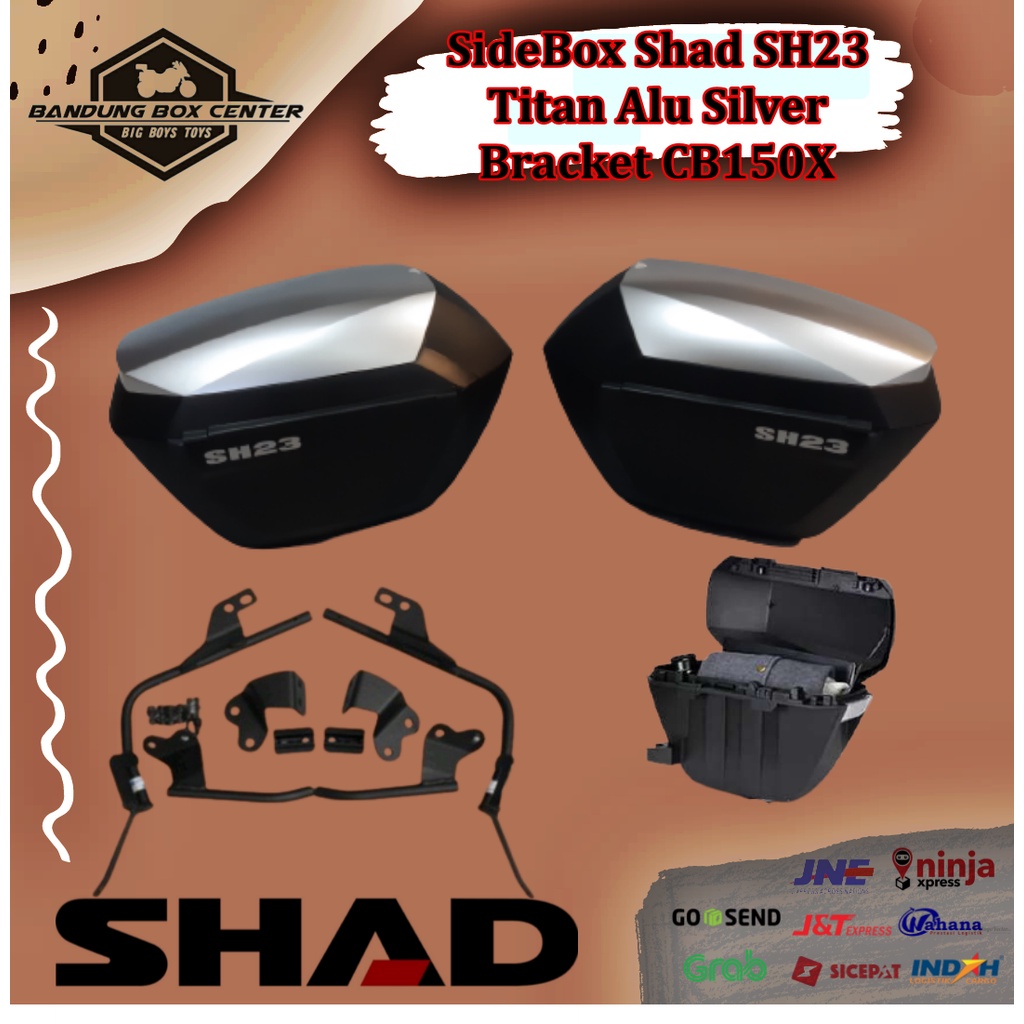 Jual Paket Box Motor Box Shad SH23 Silver Alumunium Sidebox dan Bracket ...