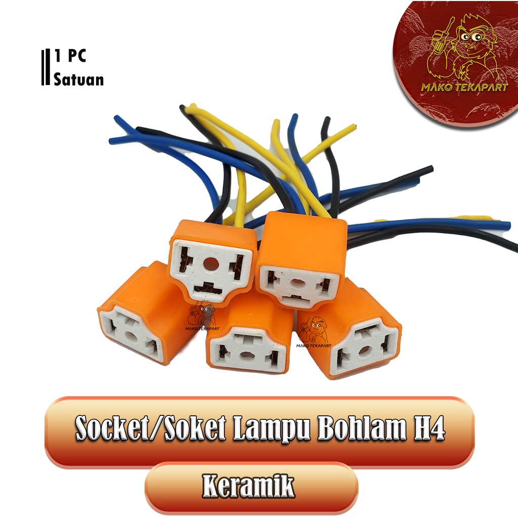 Jual [Satuan] Socket Sealbeam Lampu Bohlam H4 Keramik (3 Kabel ...