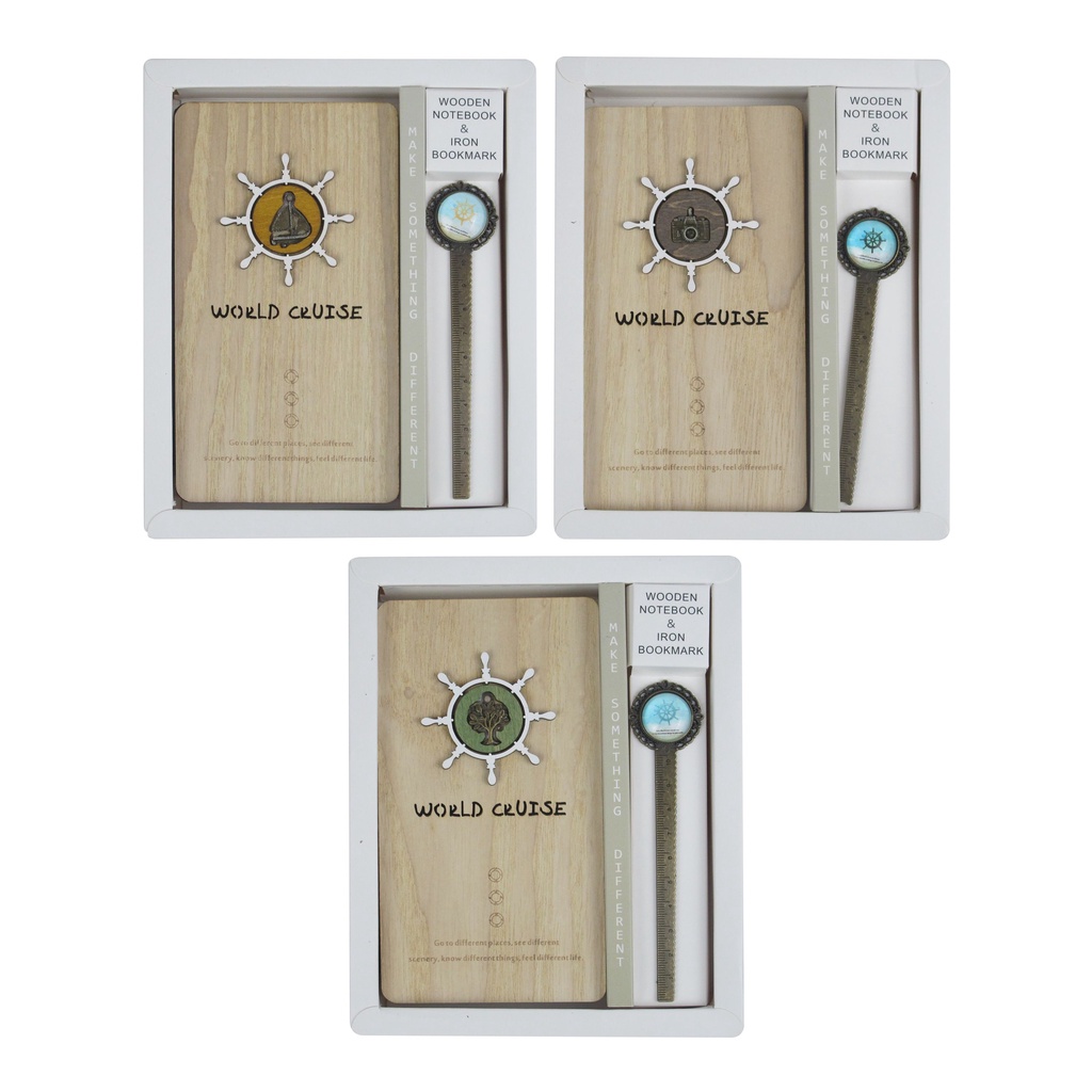 Jual Buku Catatan Cover Kayu Wooden Notebook Motif WORLD CRUISE ...