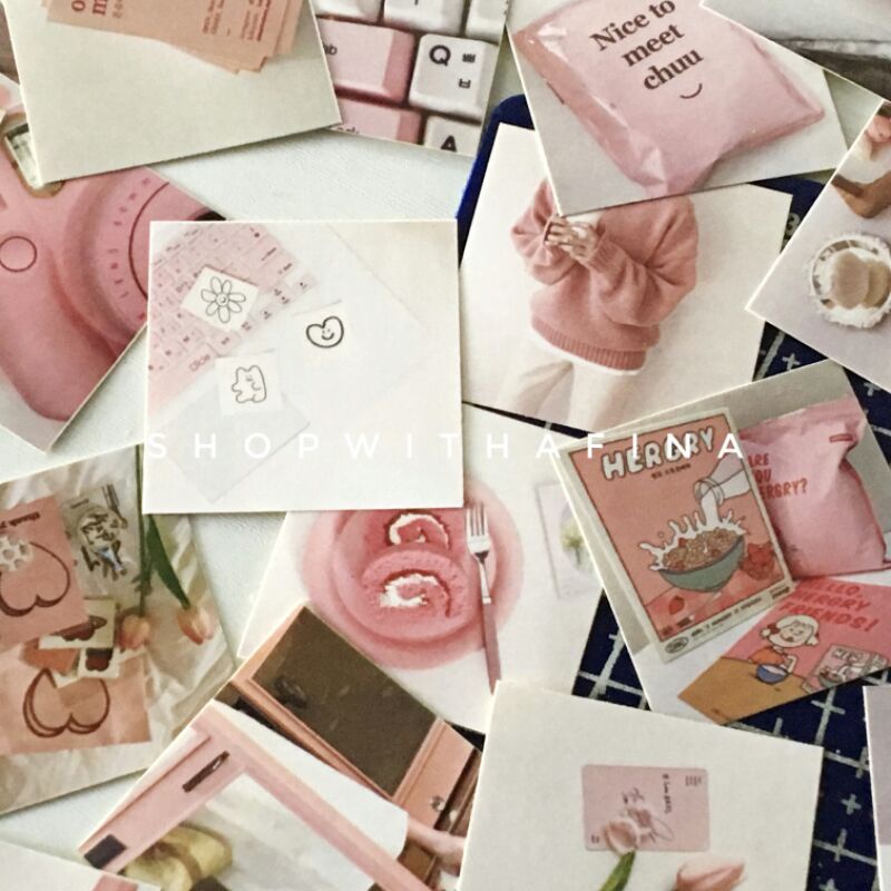Jual Sticker Aesthetic | 40 pcs Korean Pink Aesthetic | SHOPWITHAFINA ...