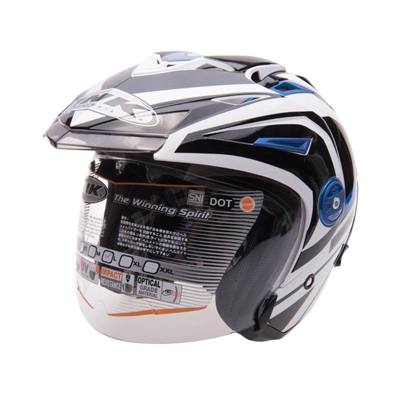 Jual HM-1934 Ink T1 1 White Blue Helm Open Face Murah | Shopee Indonesia