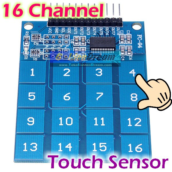 Jual 16 Channel Saklar Sentuh Touch Sensor Capacitive TTP229 Digital ...