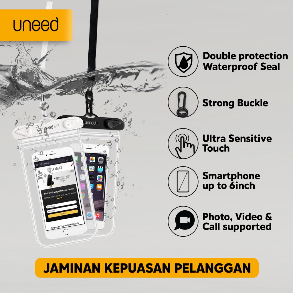 Jual UNEED Waterproof Phone Case / Casing Anti Air up to 6inch - UWB101 ...