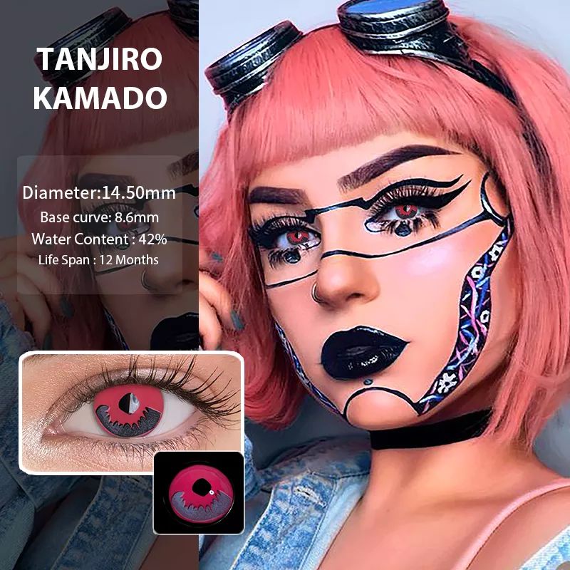 Jual Softlens cosplay tanjiro/marin pink anime platycodon | Shopee ...