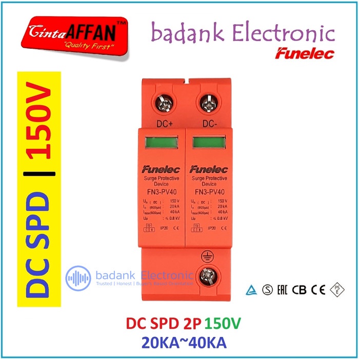Jual DC SPD 2P 150V 20-40KA Surge Arrester Protect Device Solar Panel ...