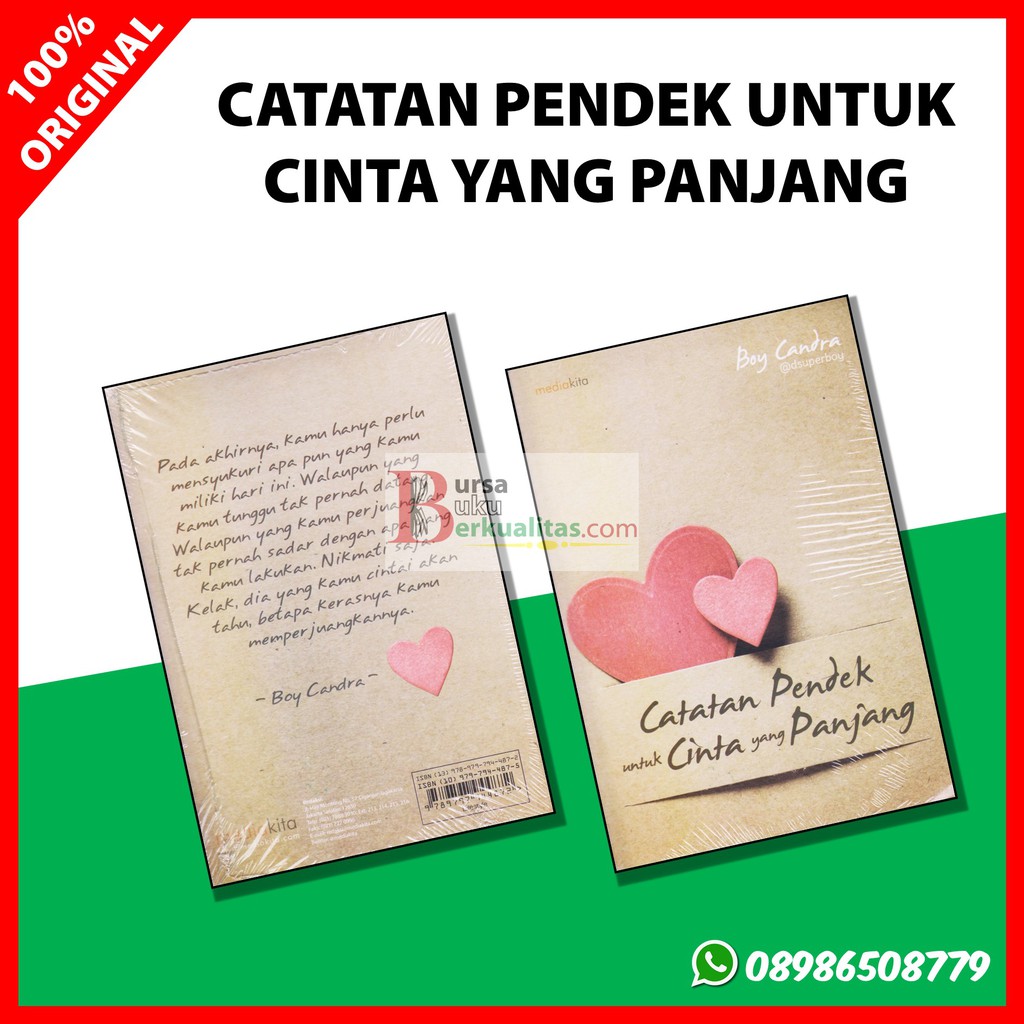 Jual Catatan Pendek Untuk Cinta Yang Panjang Karya Boy Candra | Shopee ...