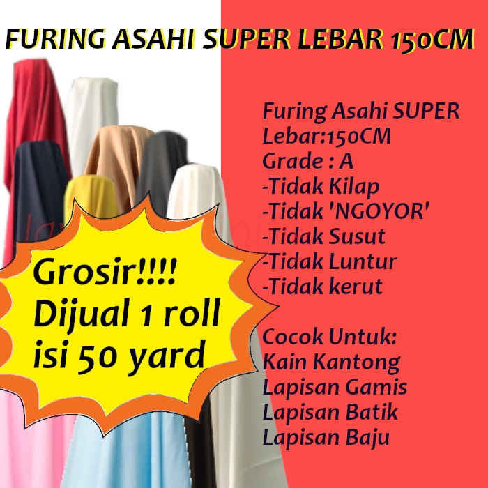 Jual Kain Furing Asahi Super Lebar 150CM Isi 50 yard Grosir Murah ...