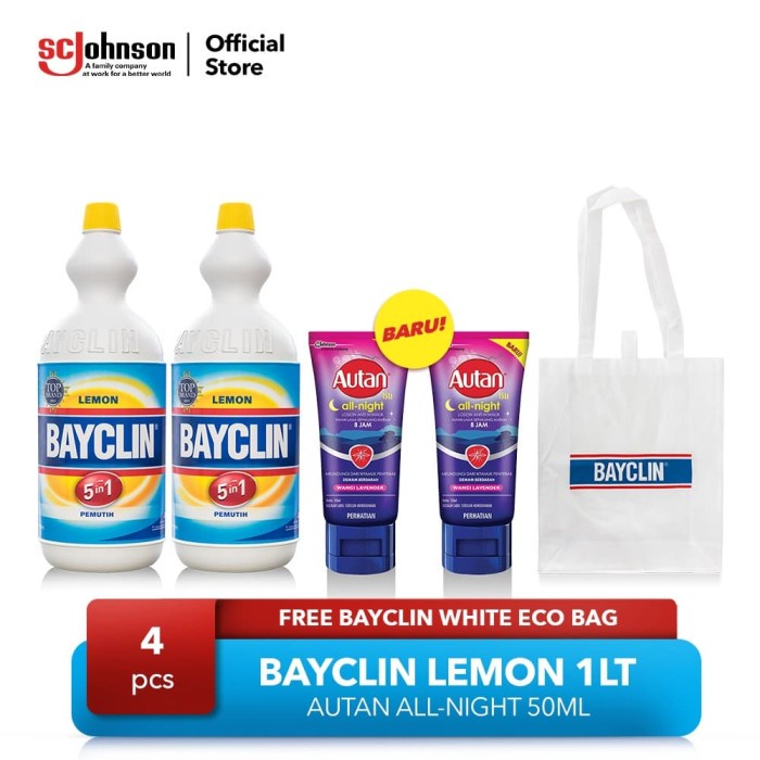 Jual Bayclin Lemon 1lt & Autan All Night FREE Bayclin White Eco Bag ...