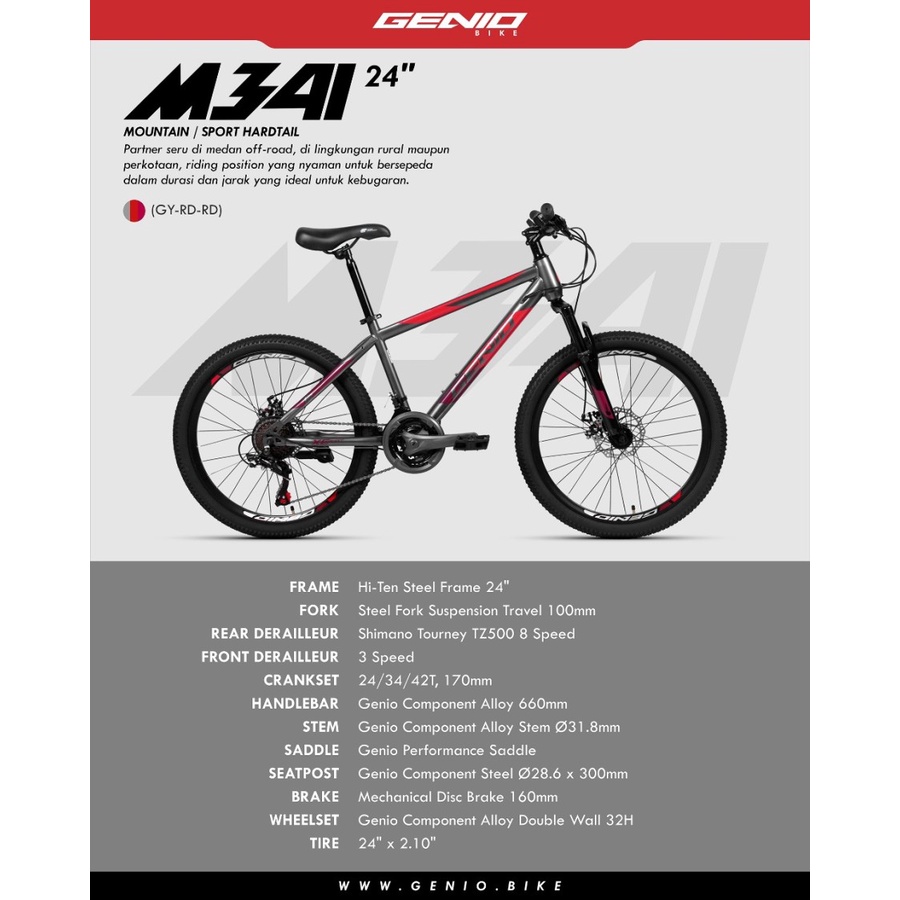 Jual Sepeda Gunung MTB 24 Inch Genio M 341 | Shopee Indonesia