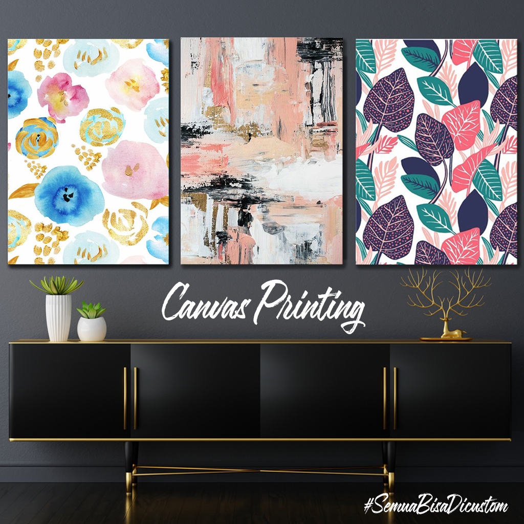 Jual DCS - Lukisan Printing Kulit Sintetis Design Unik Motif Bunga ...