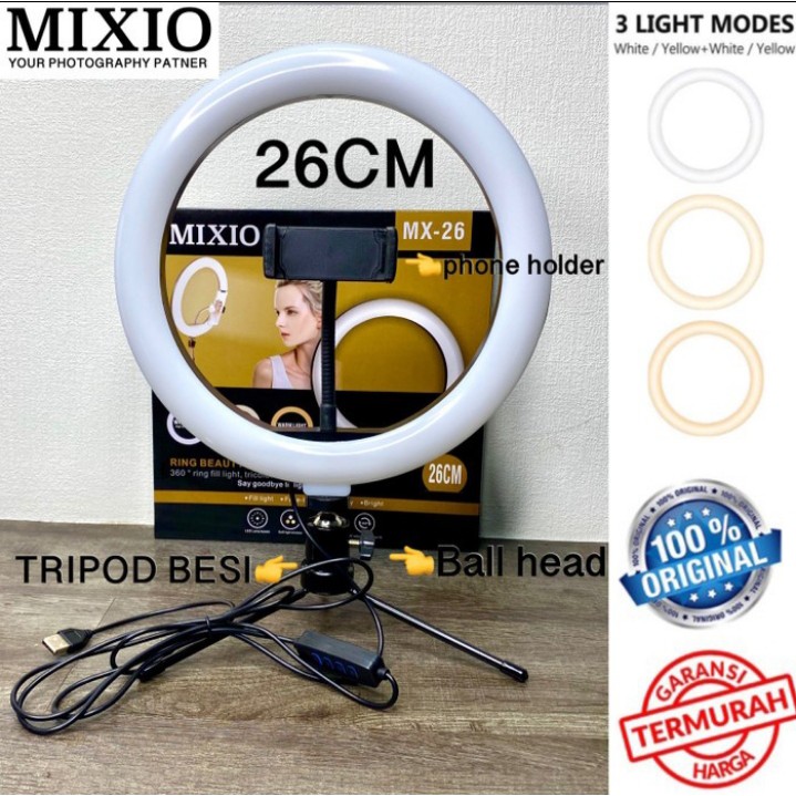 Jual MIXIO RING LIGHT LED 26CM + Tripod | Shopee Indonesia