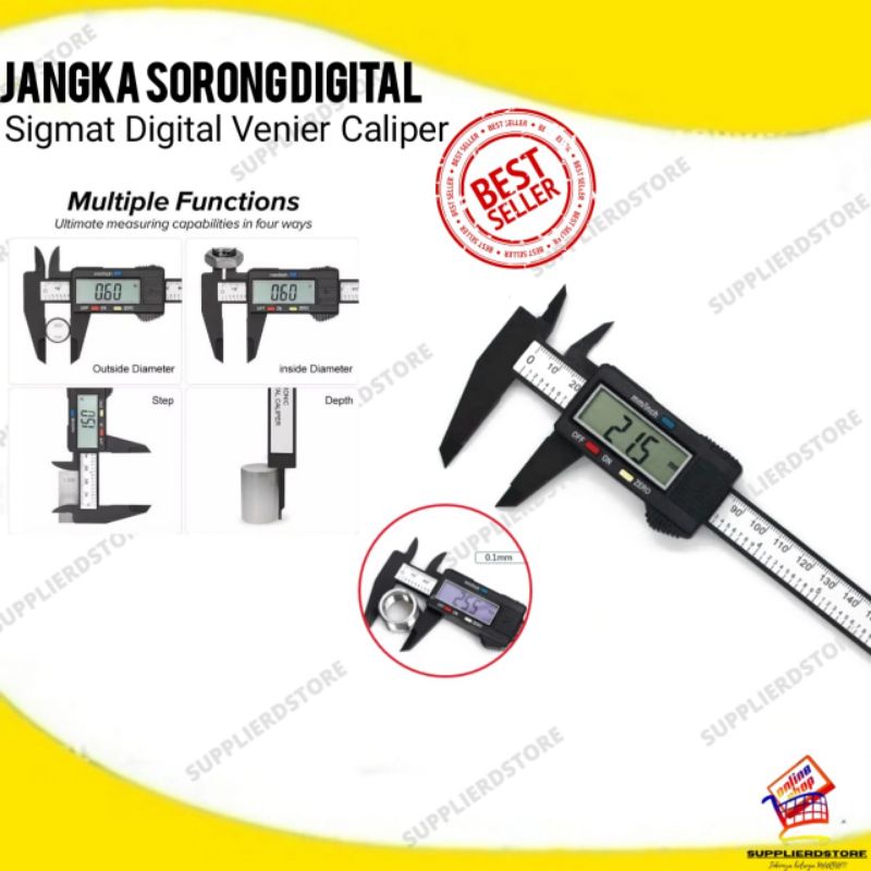 Jual Jangka Sorong Digital Sigmat Sikmat Vernier Caliper Carbon 0.1 Kaliper | Shopee Indonesia