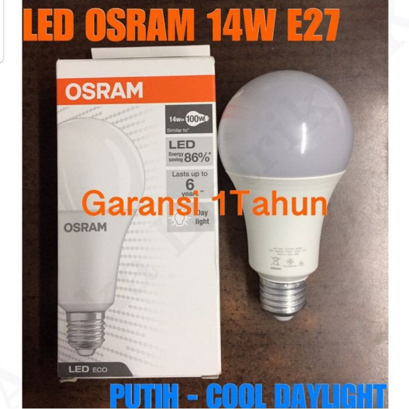 Jual OSRAM LED 14W 15W PUTIH 6500K E27 220V LAMPU BULB 14 W 15 W WATT MURAH BERGARANSI 1TAHUN ...