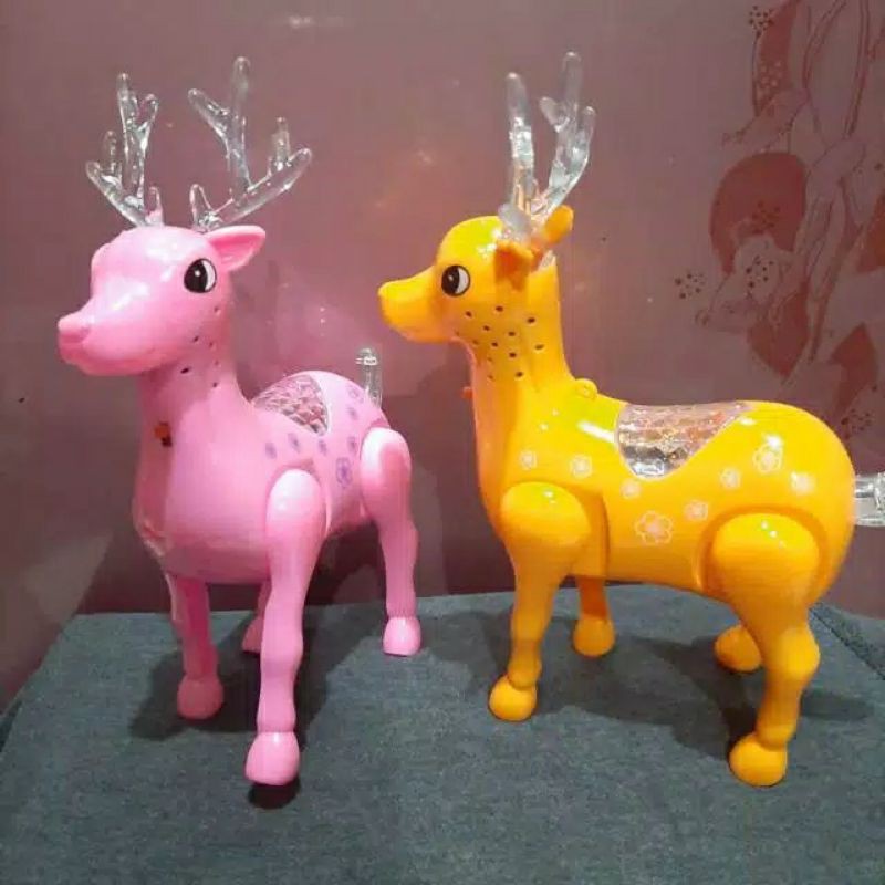 Jual Mainan Rusa Bunyi Berjalan Lampu Pakai Baterai { 66-005190 ...