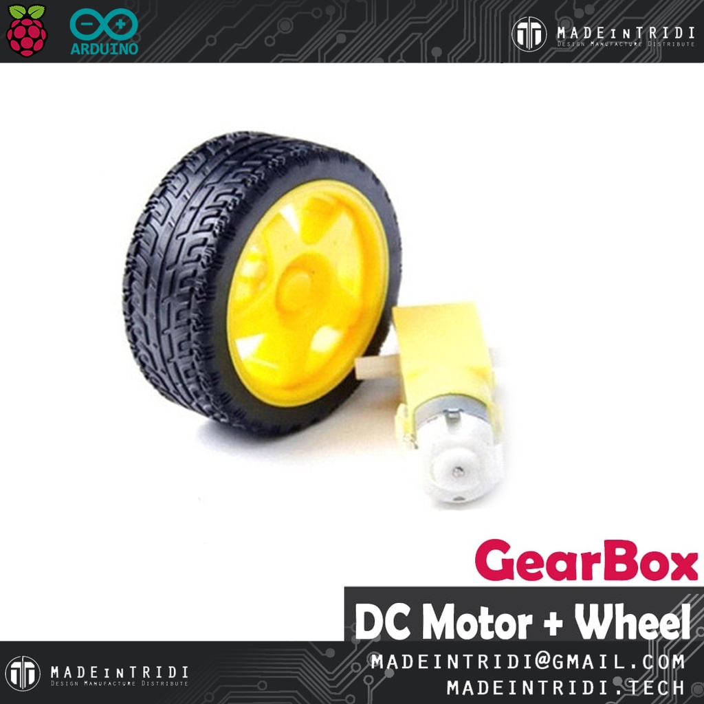 Jual RODA MOTOR DC GEAR BOX SET SMART CAR 1:48 DIY ARDUINO RASPBERRY ...