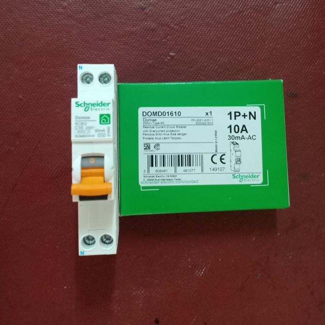 Jual Schneider RCBO / ELCB slim Domae 1P+N 10A/16A/20A 30MA AC | Shopee Indonesia