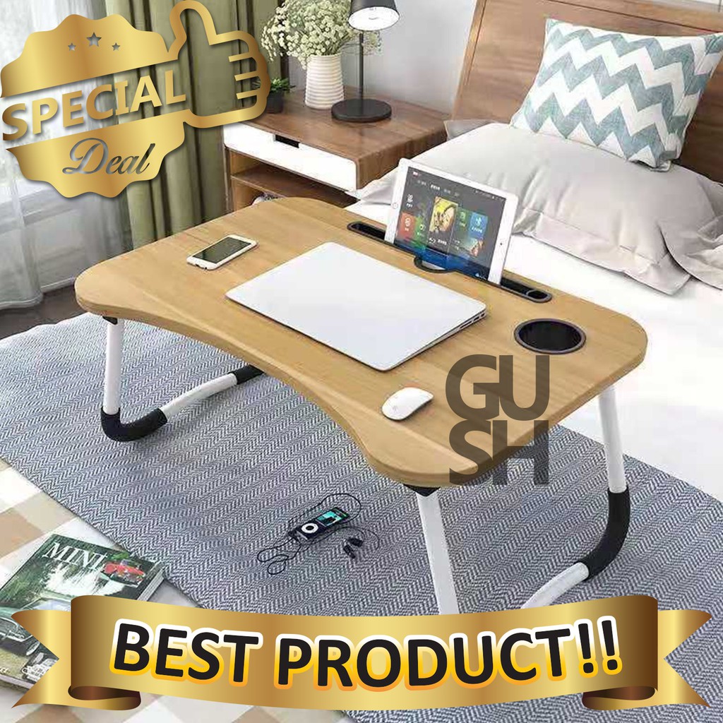 Jual Meja Belajar & Meja Laptop Lipat Portable Desk Dengan Tempat Gelas ...