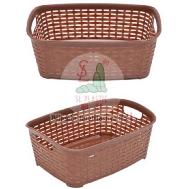 Jual KERANJANG ANYAM COKLAT SL PLASTIC / KERANJANG SERBAGUNA PLASTIK ...