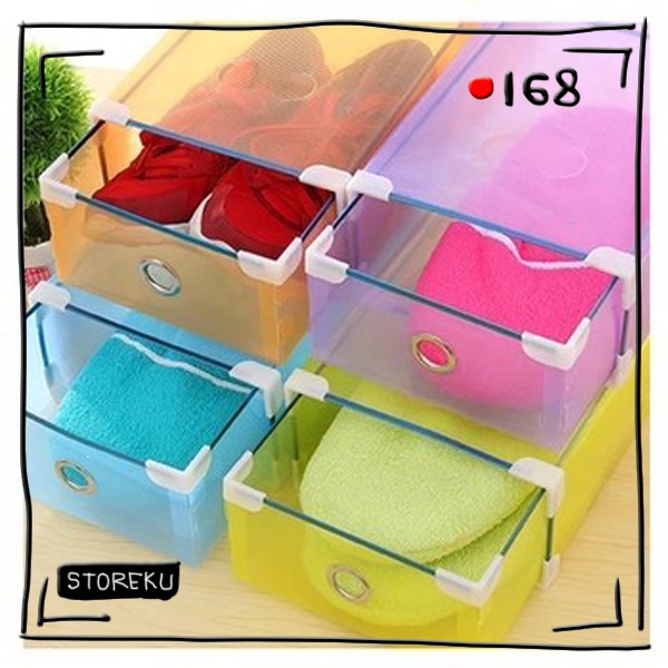 Jual ST105 Kotak Sepatu / ShoeBox Warna Warni Transparan Model Laci ...