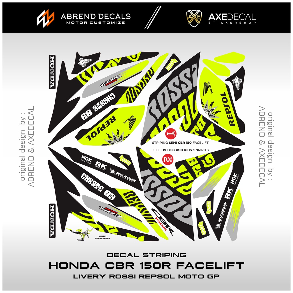 Jual STRIPING CBR 160 R FACELIFT LIVERY ROSSI REPSOL RACING / STIKER ...