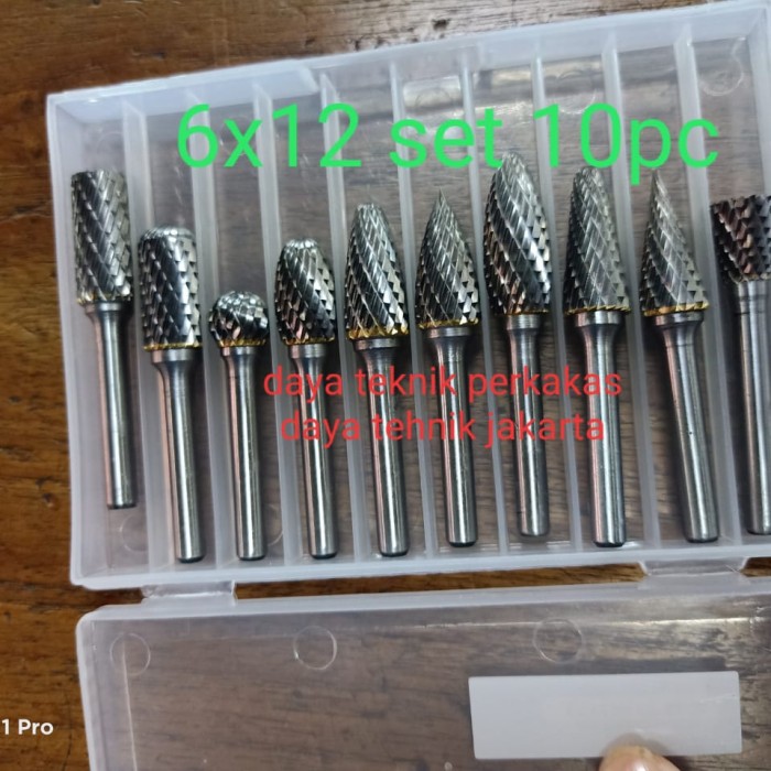 Jual rotary burrs 6 x 12 10pcs - tuner besi kepala 12mm set - rotary ...