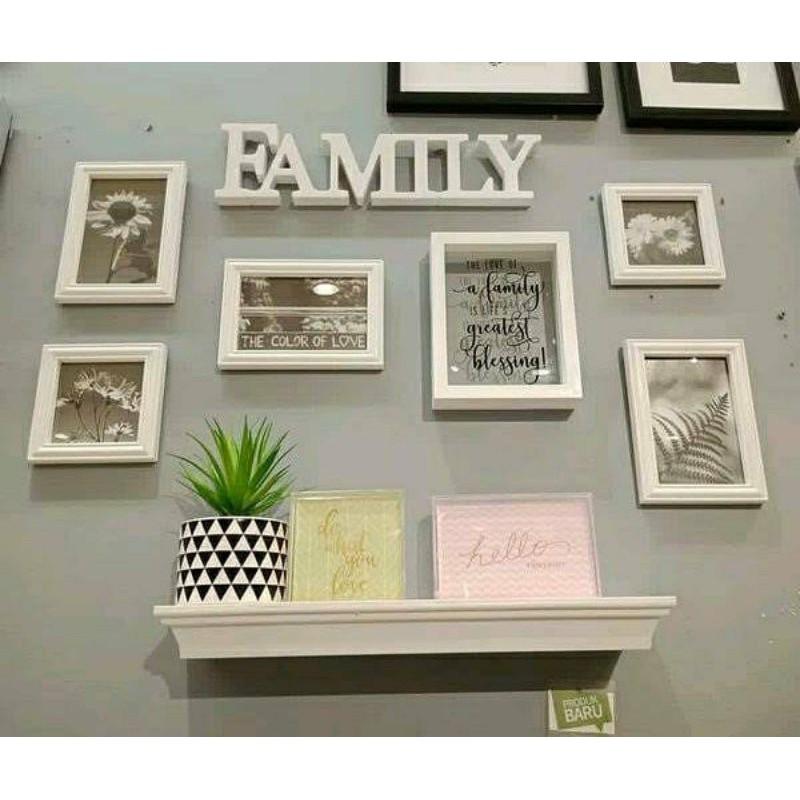 Jual frame foto set ambalan informa wall decor family sign , bingkai ...
