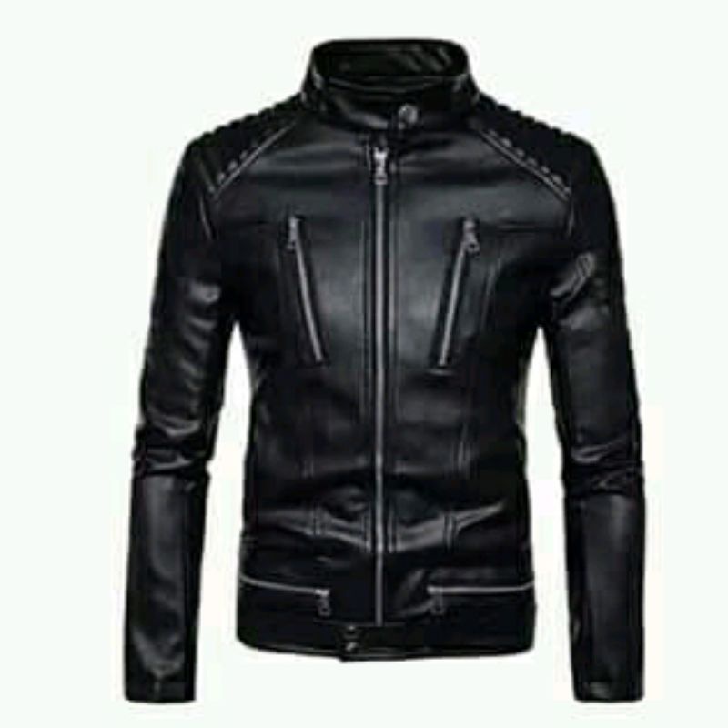 Jual jaket kulit pria jaket semi kulit jaket sintetis model polos ...