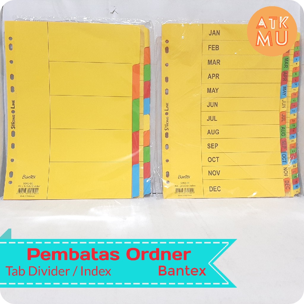 Jual Cardboard / Pembatas Ordner Tab Divider & Indexes A4 Bantex ...