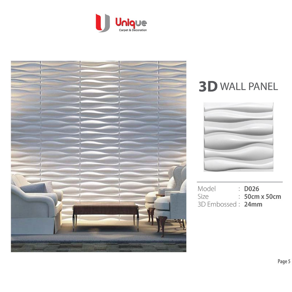 Jual 3D Wall Panel Timbul Tipe Vase White Import uk 50 x 50 cm/Wall PVC ...