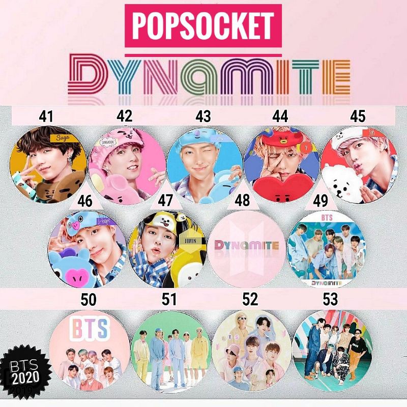 Jual Popsocket BTS DYNAMITE PREMIUM NO 41-53 / POP SOCKET BTS ARMY ...