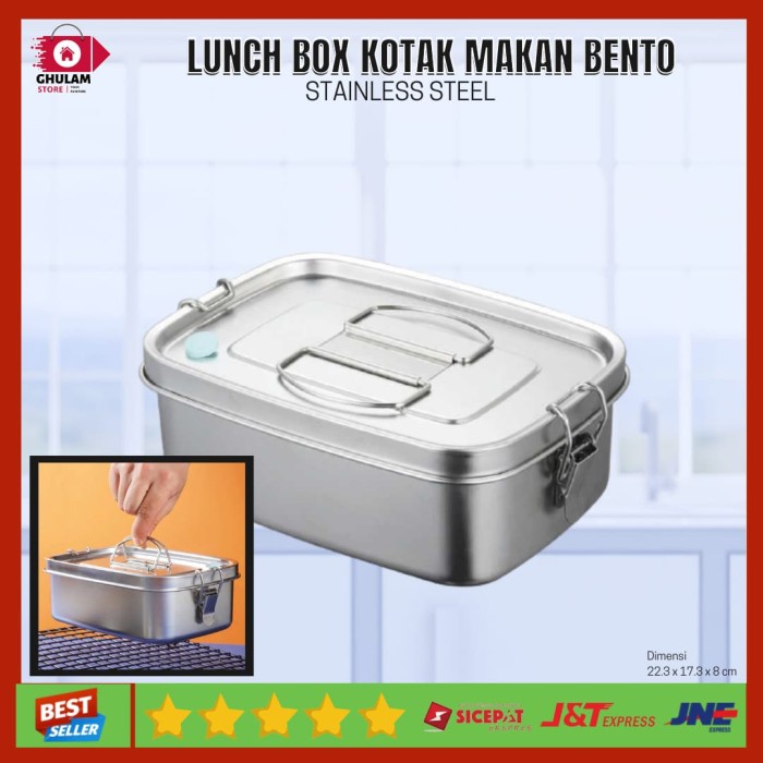 Jual Kotak Bekal Makanan Bento Anti tumpah Lunch Box Stainless Steel ...