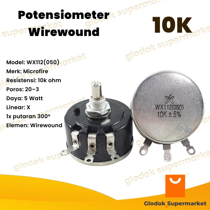 Jual Potensio Wirewound WX112 050 10k 5W Microfire WX112(050) 5 Watt | Shopee Indonesia