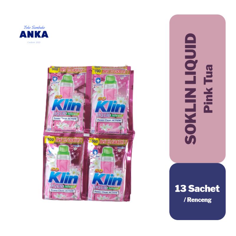 Jual Soklin So Klin Liquid Detergent Cair Warna Pink Tua Isi 13 sachet ...