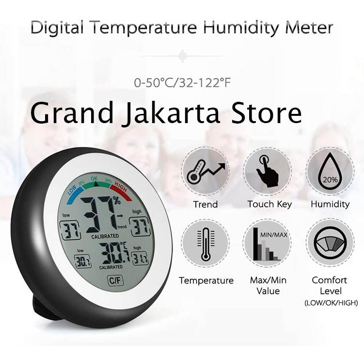 Jual Magnet Touch Screen Thermometer Hygrometer Termometer Kulkas ...