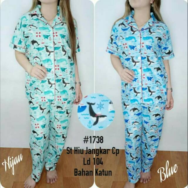 Jual Baju tidur stelan piama hiu jangkar | Shopee Indonesia