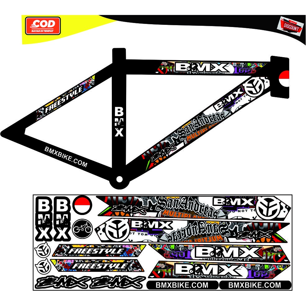 Jual STIKER VARIASI SEPEDAH BIKE BMX VARIASI MOTIF TERBARU MOTIF BMX ...