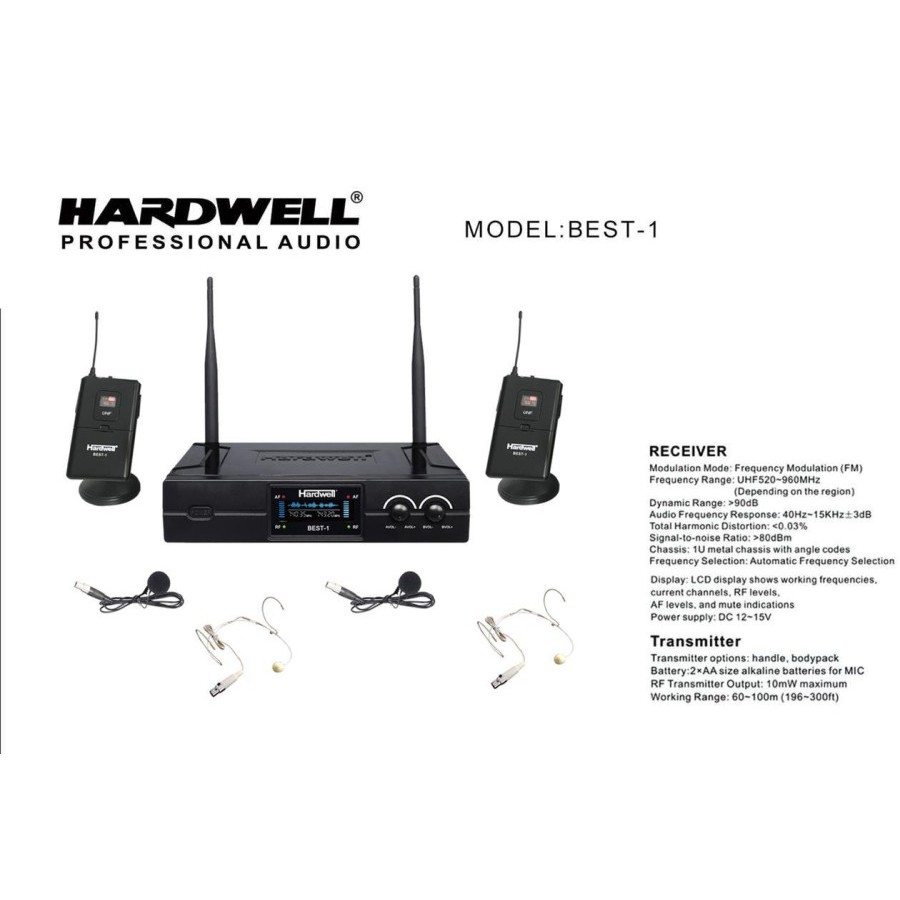 Jual Mic Wireless HARDWELL BEST 1 Doble Clip On + Headset | Shopee ...